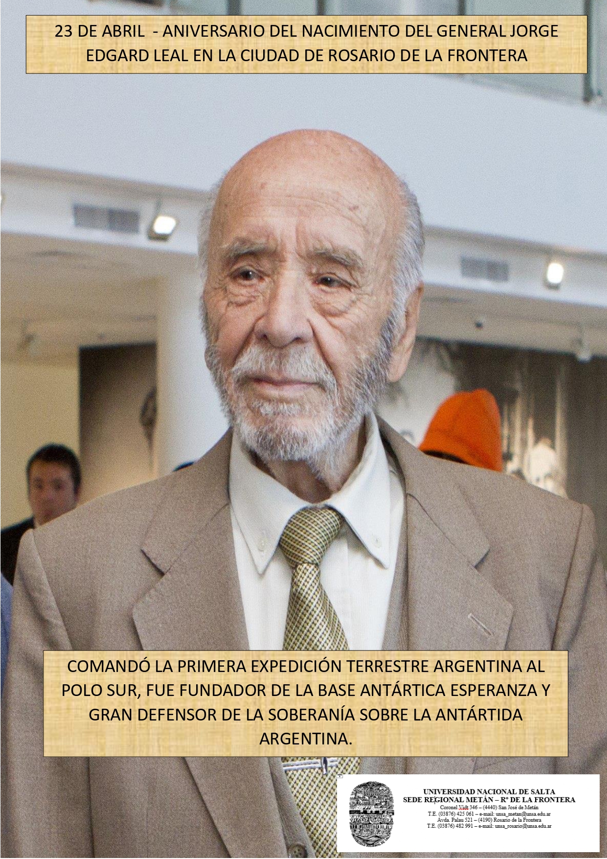 23 DE ABRIL – ANIVERSARIO DEL NACIMIENTO DEL GENERAL JORGE EDGARD LEAL ...